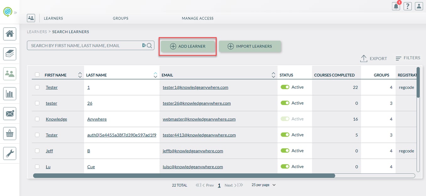 Adding & Editing Learners